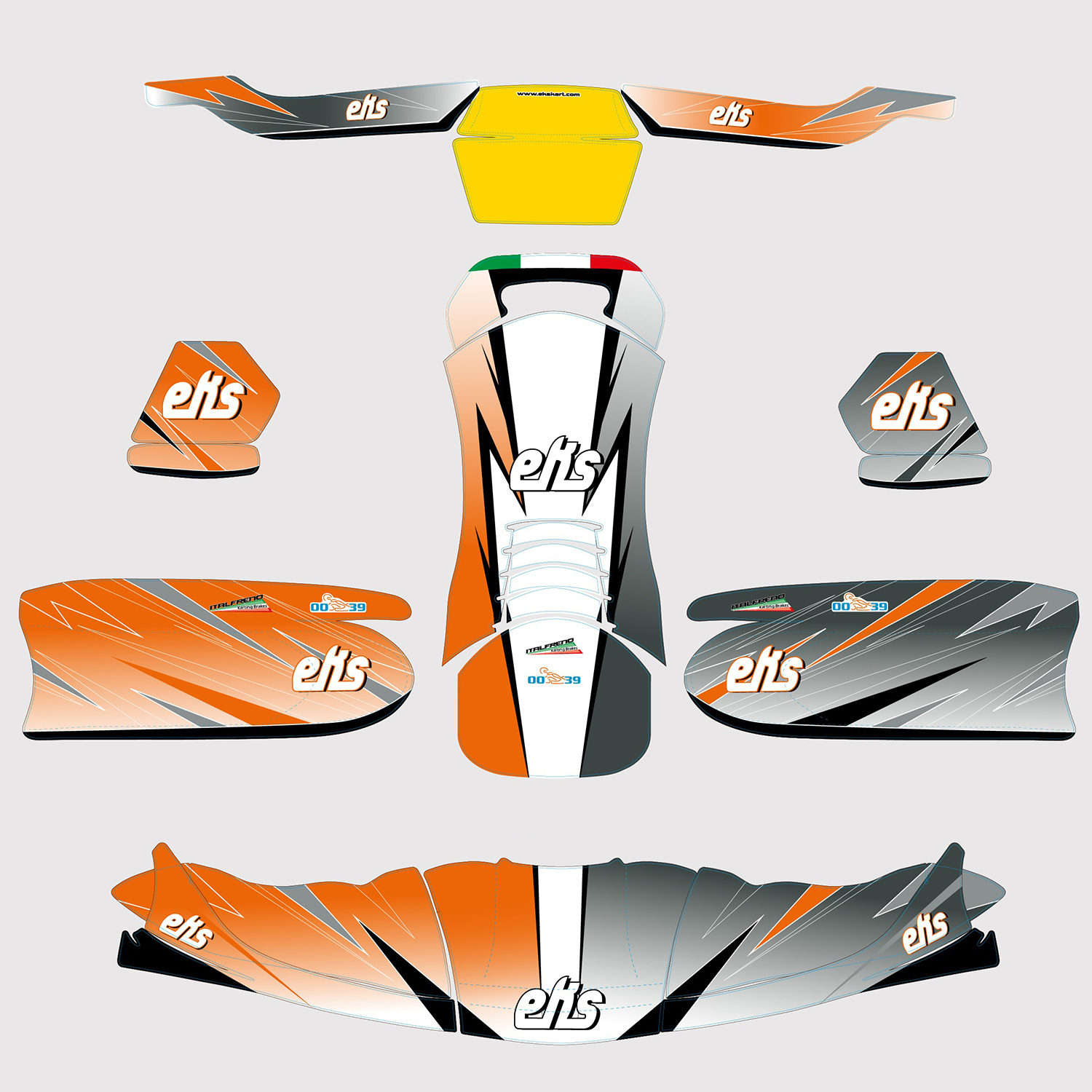 EKS283 - EKS 2025 STICKER SET FOR BODYWORK MOD.507-509 | Eks Kart Business